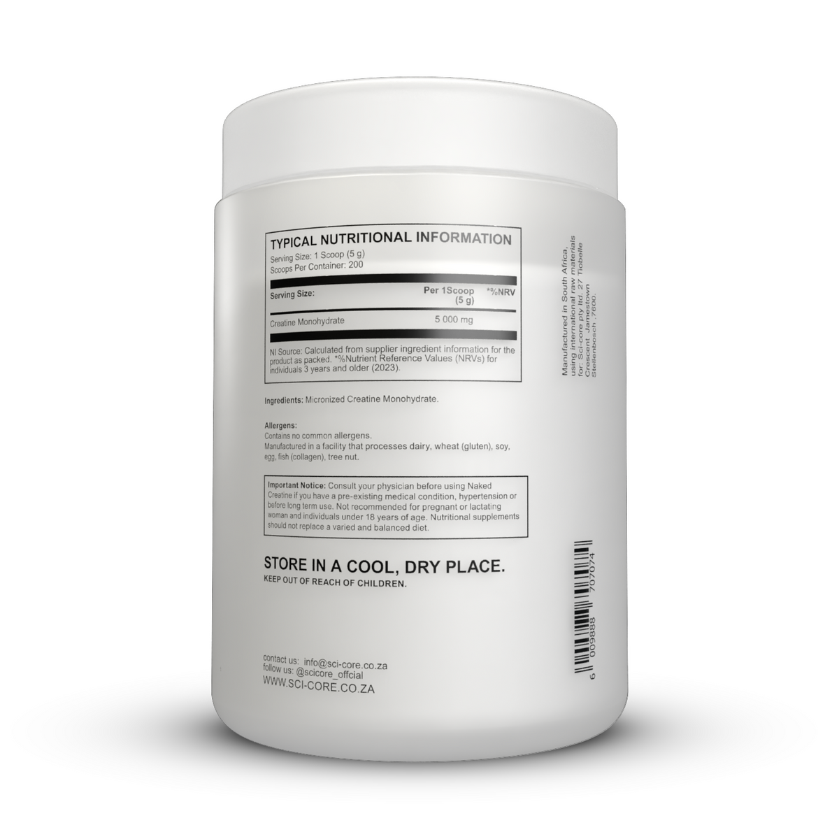 NAKED CREATINE MONOHYDRATE - 1kg | 200 servings | SCI-CORE