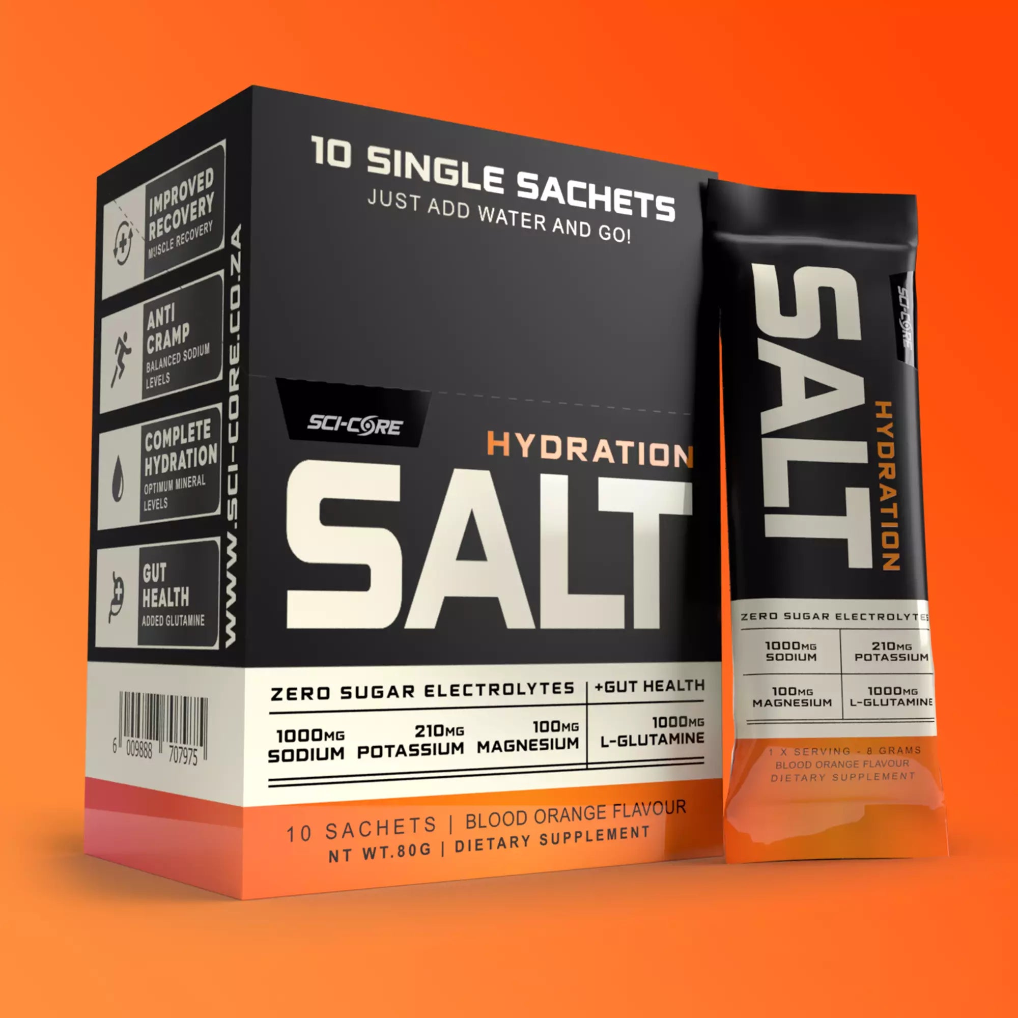 HYDRATION SALT Blood Orange 10 x single serving sachets – SCI-CORE